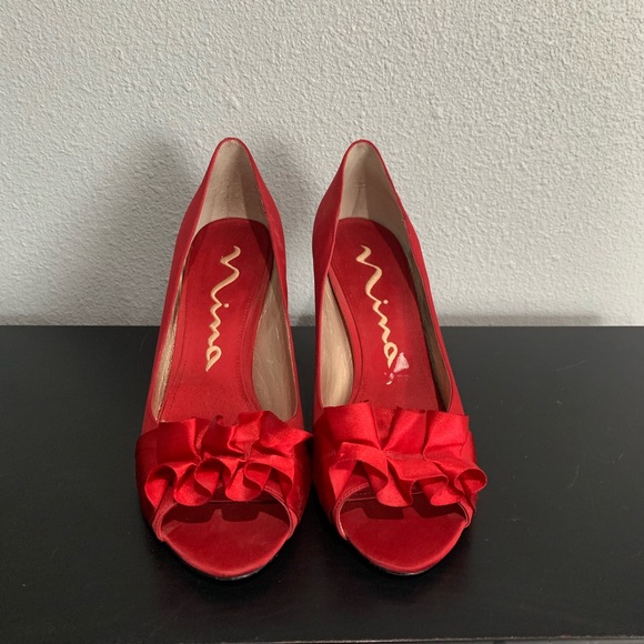 Nina | Shoes | Red Nina Ruffled Heels | Poshmark